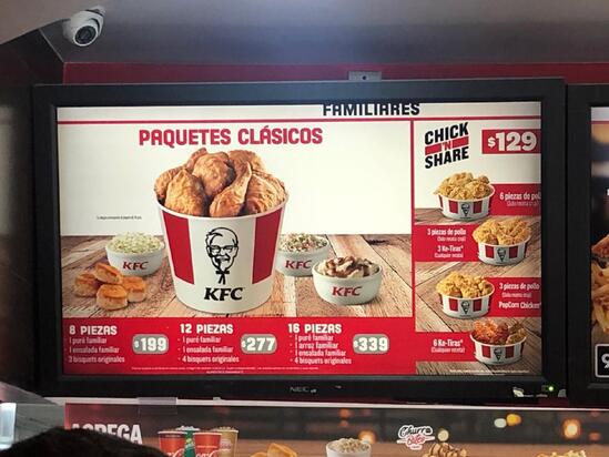 Menu at Kentucky Fried Chicken restaurant, Mexico City, Calle ...