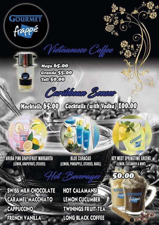 Menu at Gourmet Frappé Coffee and Tea cafe, Tagum City