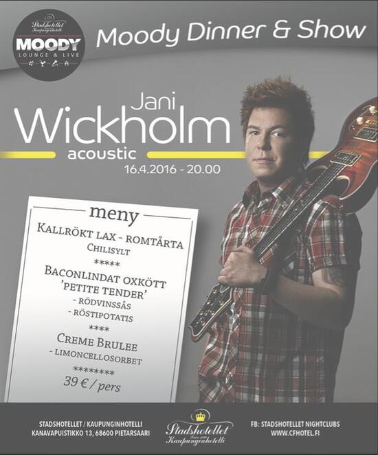 Menu at Melody Nightclub, Jakobstad