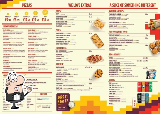 Menu at Apache Pizza Springfield Road pizzeria, Belfast