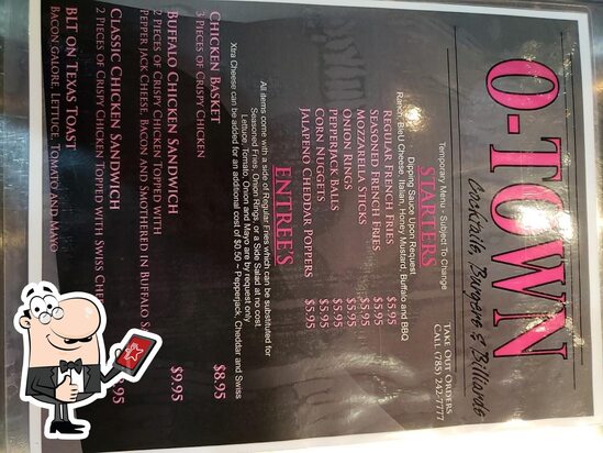 Menu at O-Town pub & bar, Ottawa