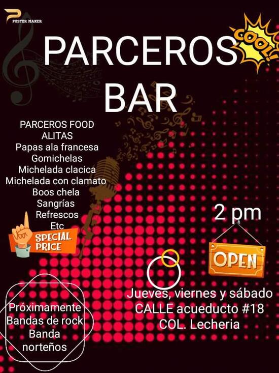 Menu at Parceros bar, Tultitlán de Mariano Escobedo