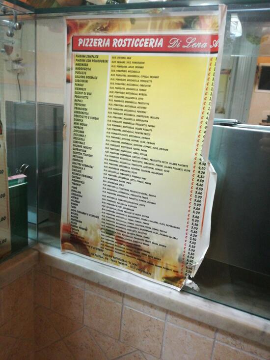 Menu at Di Lena restaurant, Taranto