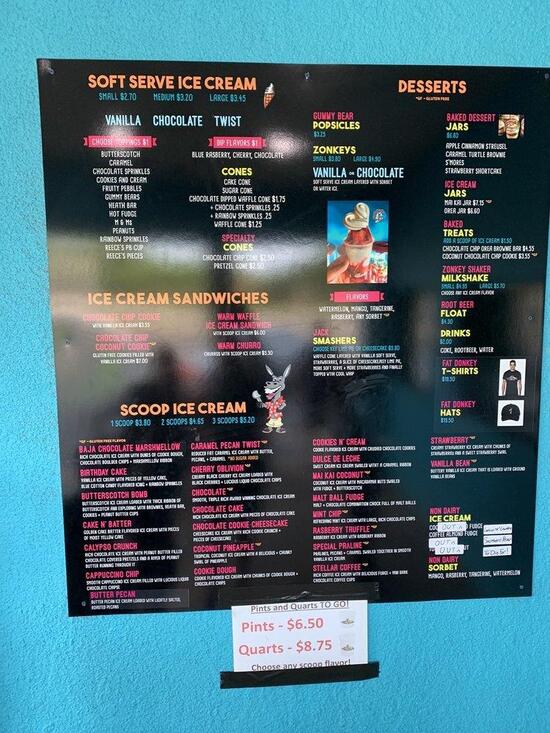 Menu at The Fat Donkey Ice Cream and Fine Desserts, Indian Harbour Beach