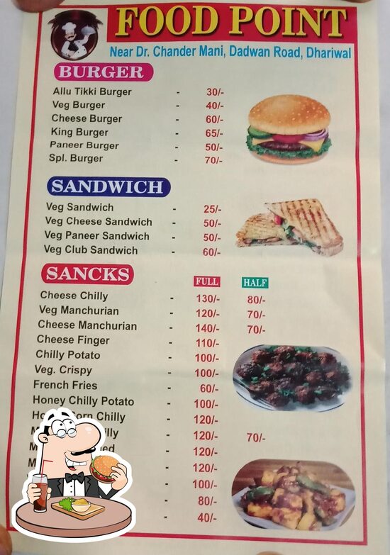 Menu at Food Point, Dhariwal
