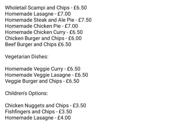 Menu at Blue Bell Inn pub & bar, Alnwick