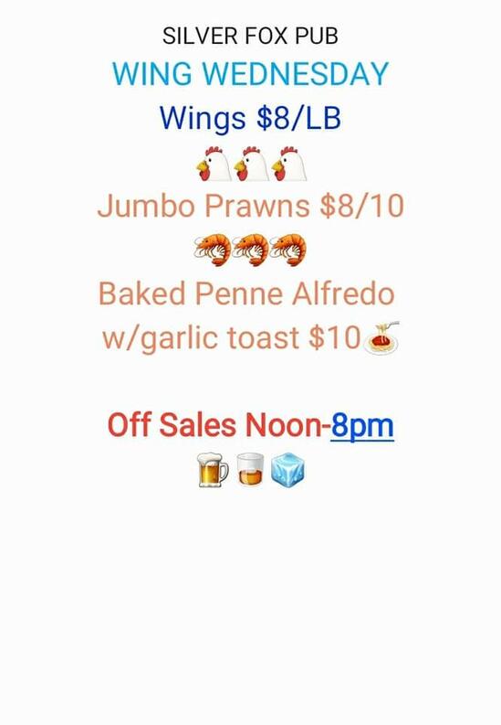 Menu at Silver Fox Pub, Chase, 305 Brooke Dr