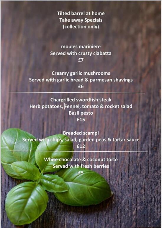 Menu at The Tilted Barrel, Grimsby, 2 Kirk Gate