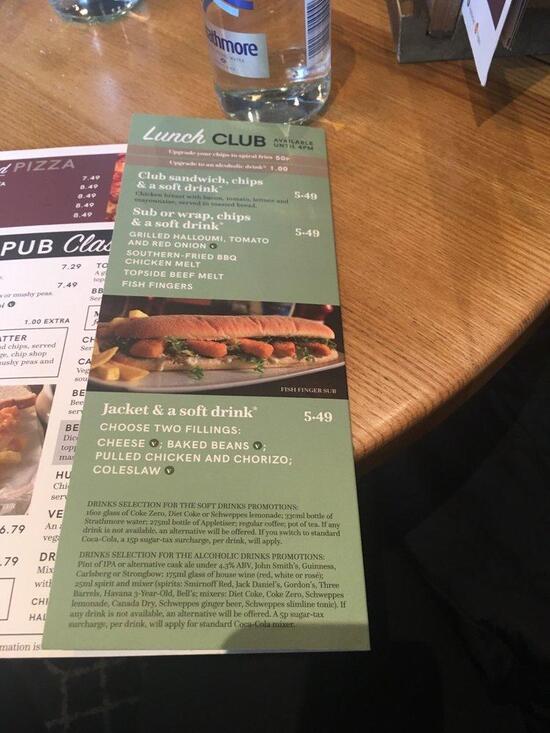 Menu at The Three Bridges pub & bar, Durham