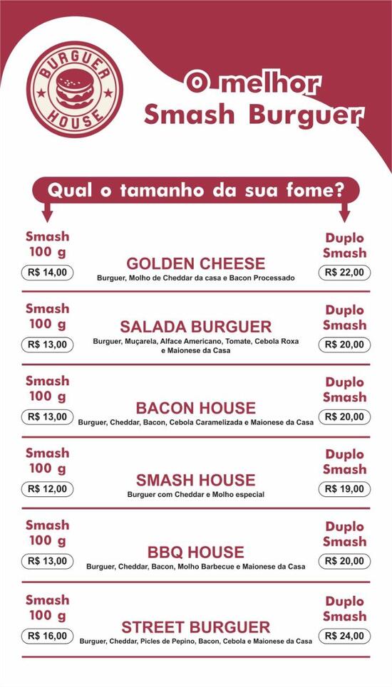 Menu at BURGUER HOUSE restaurant, Mauá