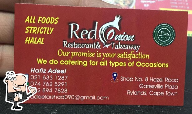 Menu at Red Onion Restaurant, Cape Town