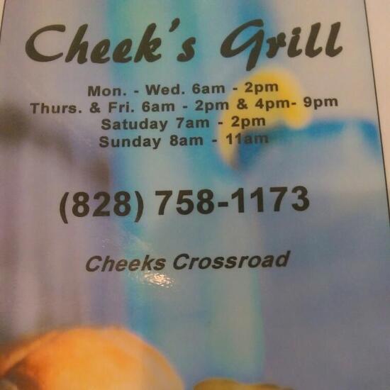 Menu at Cheek's Convenience & Grill restaurant, Lenoir
