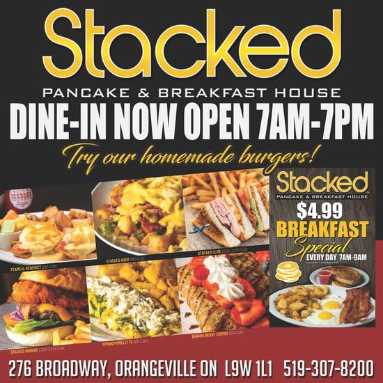 Menu at Stacked Pancake & Breakfast House restaurant, Orangeville