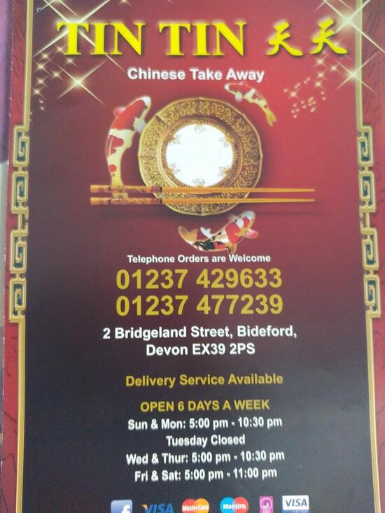Tin Tin Chinese Takeaway in Bideford - Restaurant reviews