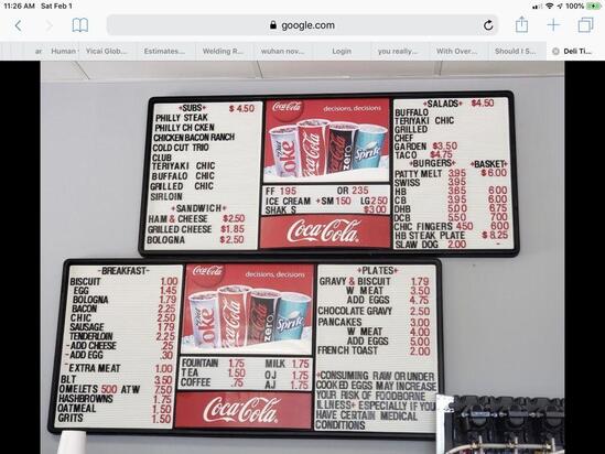 Menu at Deli Time restaurant, Section