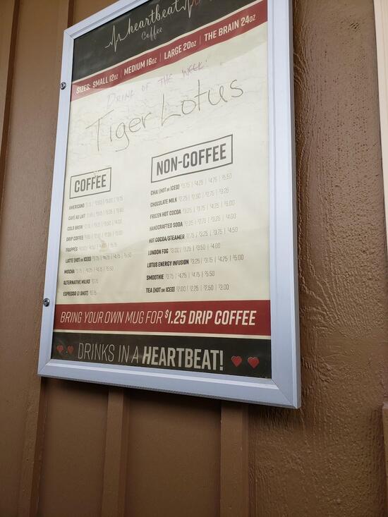 Menu at Heartbeat Coffee pub & bar, McPherson