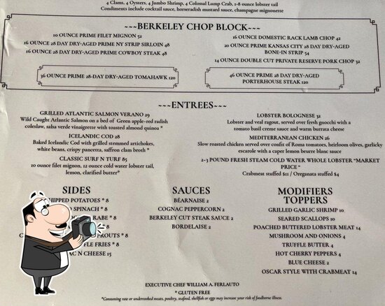 Berkeley Cut Steakhouse, Seaside Park - Restaurant menu, prices and reviews