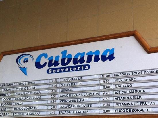 Menu em A Cubana sobremesas, Salvador, Praça Tomé de Souza Elevador Lacerda