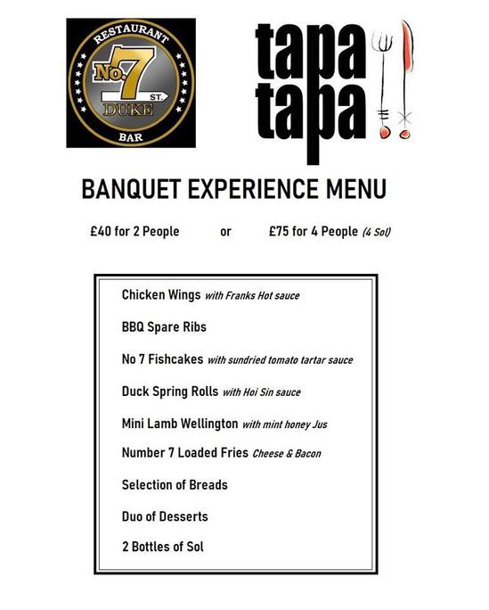 Menu at No7 Duke Street (The Duke) pub & bar, Warrenpoint