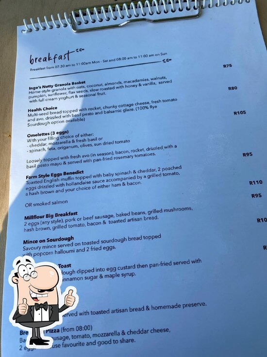 Menu at Millflour Cafe, Hillcrest