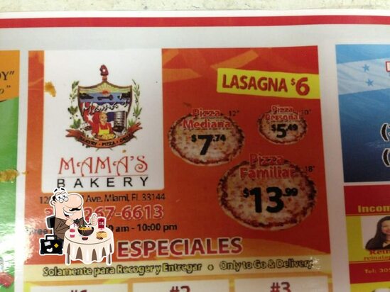 Menu at Mama's Bakery, Miami