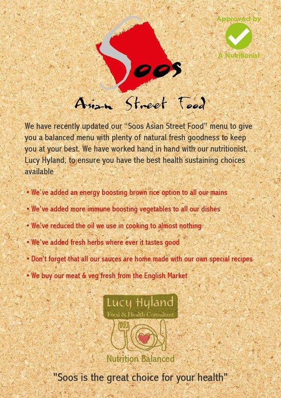 Menu at Soos Asian Street Food restaurant, Mallow
