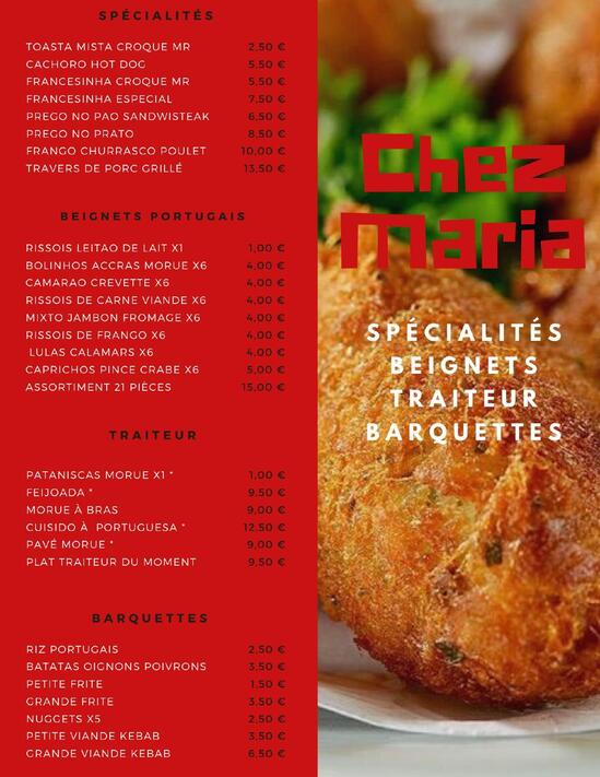 Menu at CHEZ MARIA 63 restaurant, Les Martres-de-Veyre