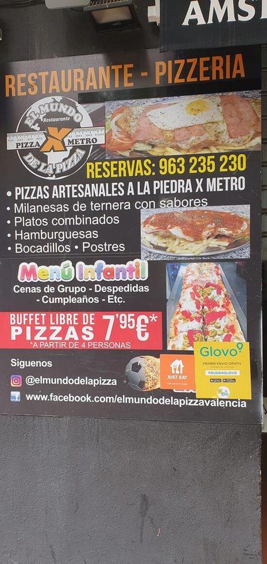 Carta de pizzería El Mundo de la Pizza, Valencia, C/ del Litògraf ...