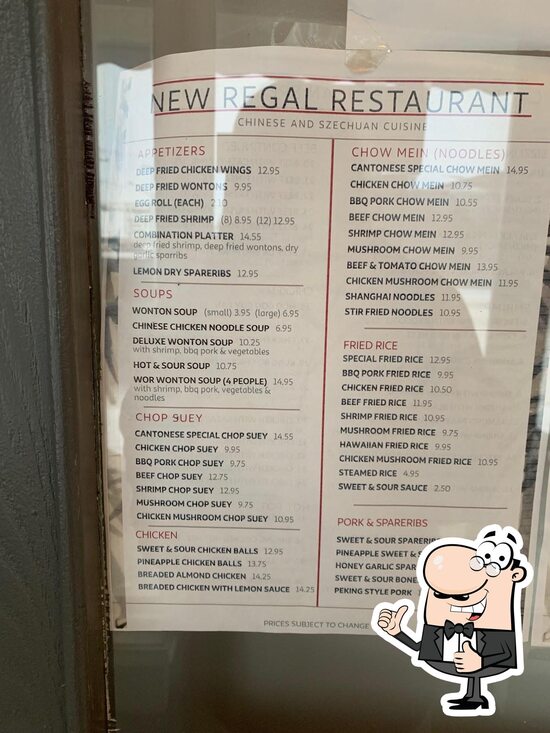 Menu at New Regal Restaurant, Melfort