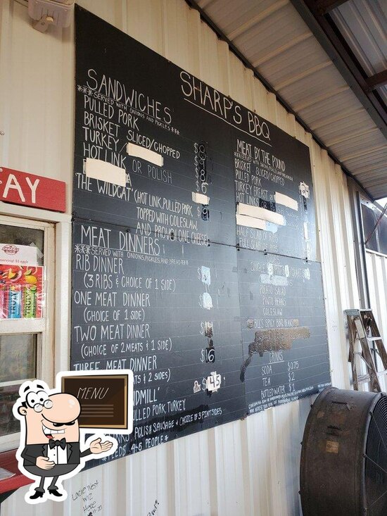 Menu at Sharp’s BBQ, Piedmont