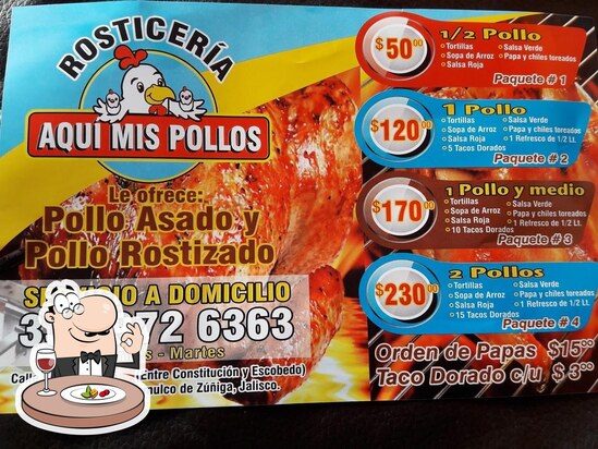 Menu at Rosticeria Aquí Mis Pollos restaurant, Tlajomulco de Zúñiga