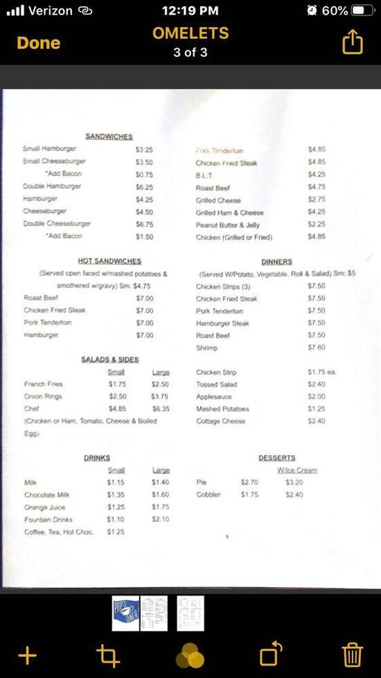 Menu at Pops Diner restaurant, Peabody