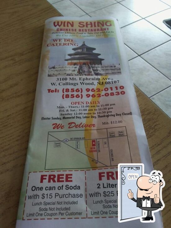 Menu at Wing Shing Chinese Food restaurant, Haddon Township