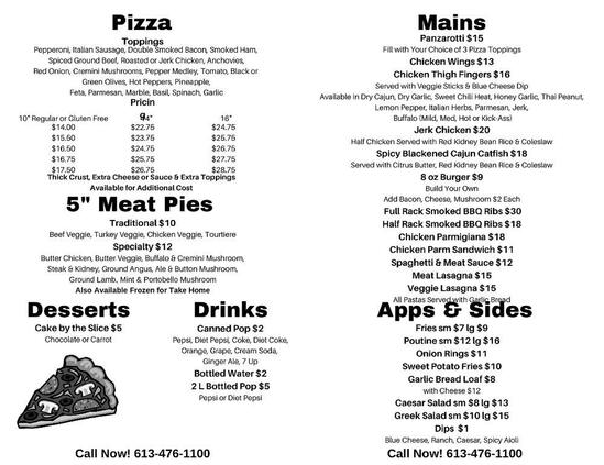 Menu at Pie Guy's Pizzeria, Prince Edward
