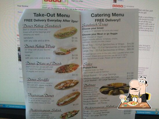 Menu at Selim's Doner House restaurant, Dallas, Belt Line Rd