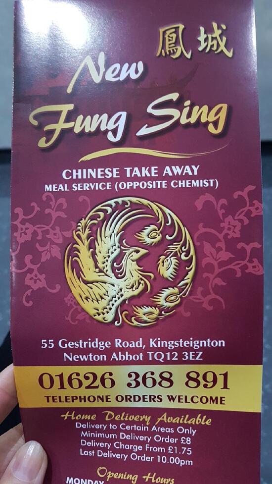 Menu at New Fung Sing fast food, Newton Abbot