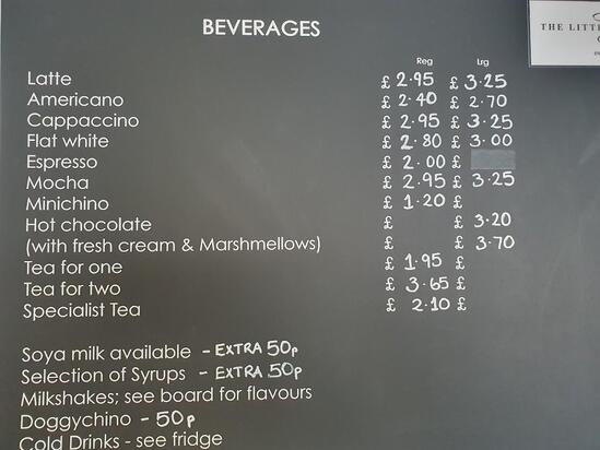 Menu at The Little Coffee Pot cafe, Olney
