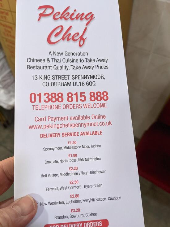Peking Chef in Spennymoor - Restaurant menu and reviews