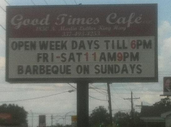Menu at Good Times Cafe, Lake Charles