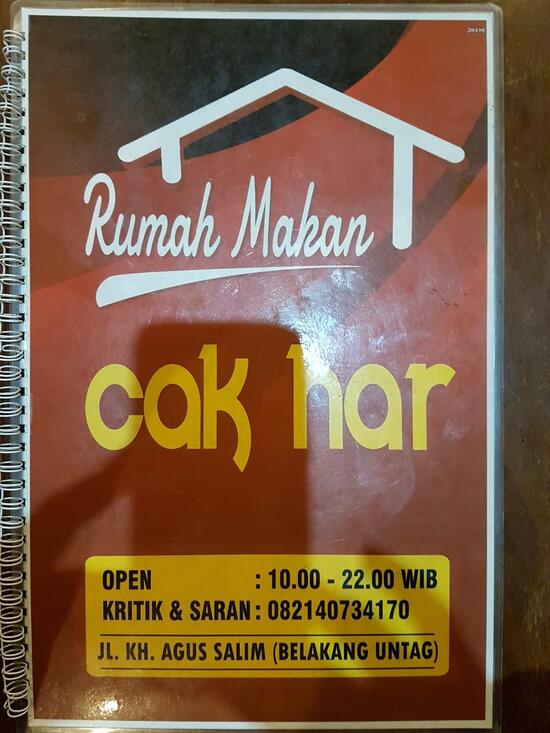 Menu at Rumah Makan Cak Har restaurant, Banyuwangi