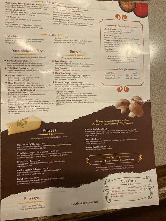 Menu at West Reading Tavern & Restaurant, West Reading, 606 Penn Ave