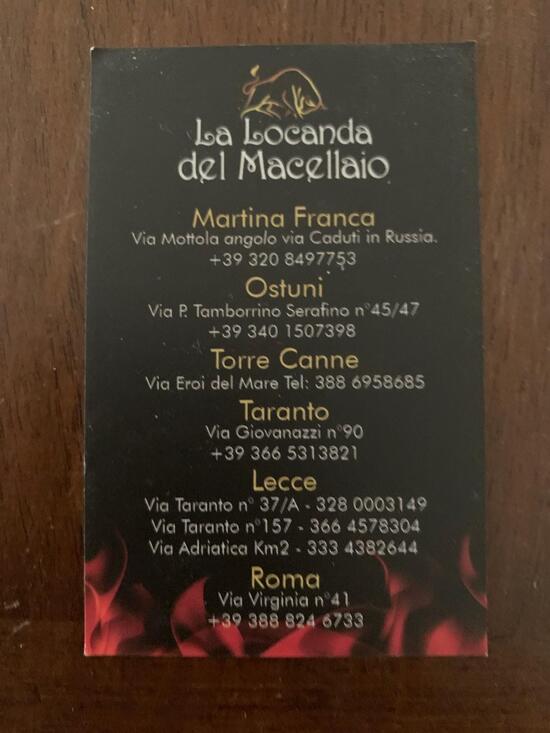 Menu da La Locanda del Macellaio ristorante, Torre Canne