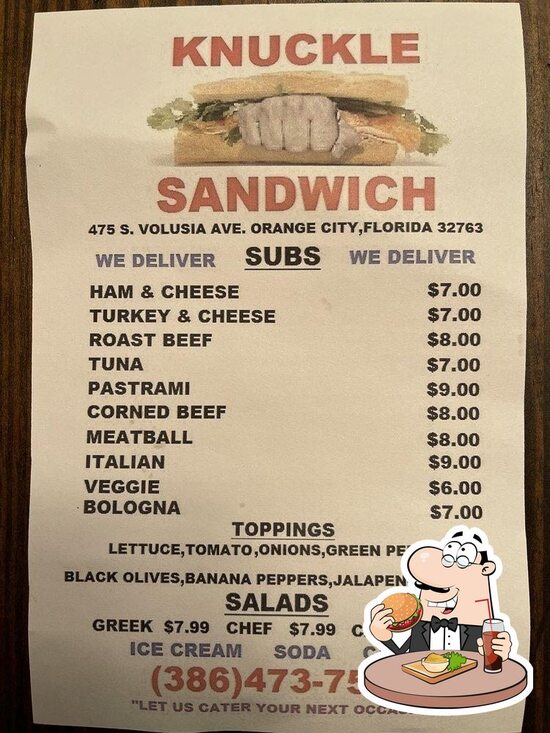 Knuckle Sandwich and Catering in Orange City - Restaurant menu and reviews