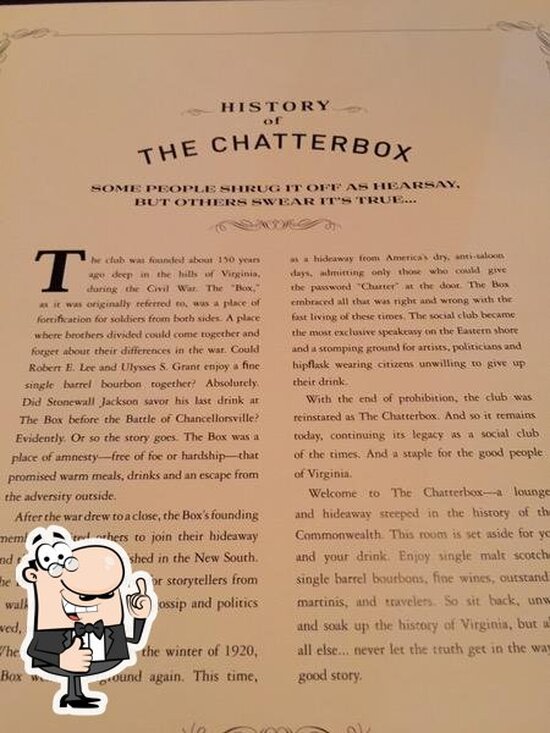Menu at The Chatterbox Virginia Lounge & Hideaway restaurant ...