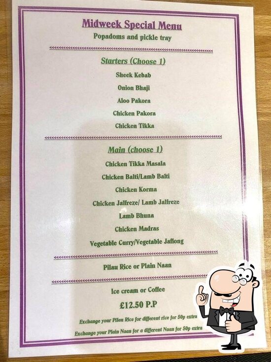 Menu at Dine India restaurant, Leicester