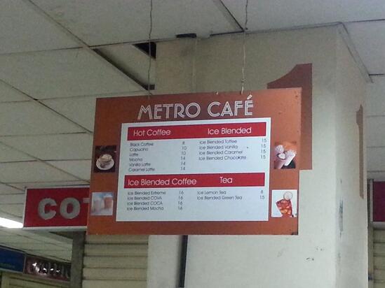 Menu at Metro Cafe, Central Jakarta