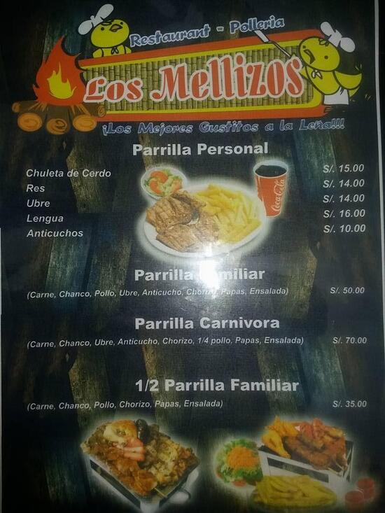 Carta de Los Mellizos Restaurant Polleria, Lambayeque