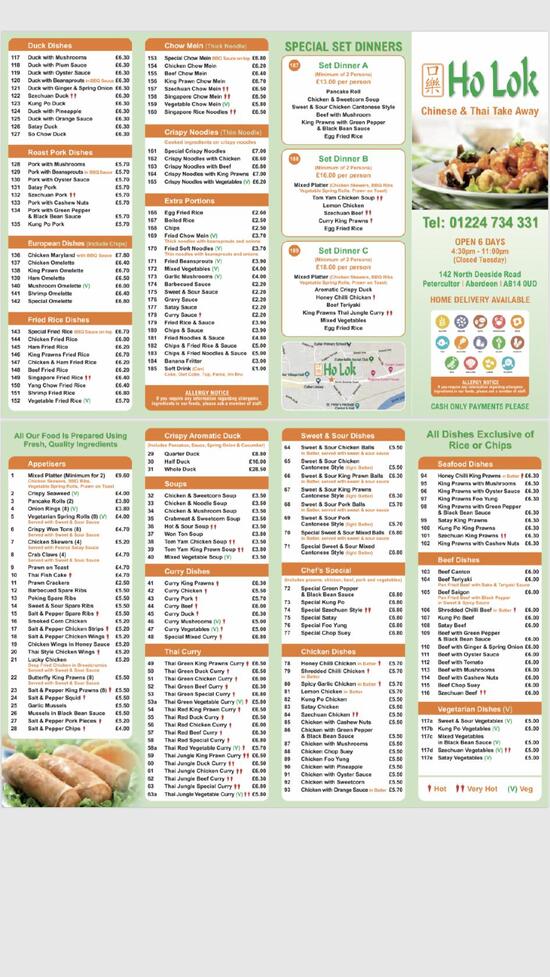 Restaurante Ho Lok, Peterculter - Carta del restaurante y opiniones