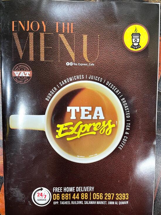 Menu at Tea Express, UAE, GH4R+858 - Al Kubaisi Building