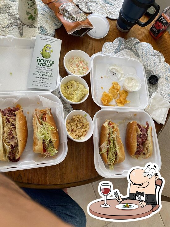 Menu at the twisted pickle restaurant, Wabasso, U.S. 1